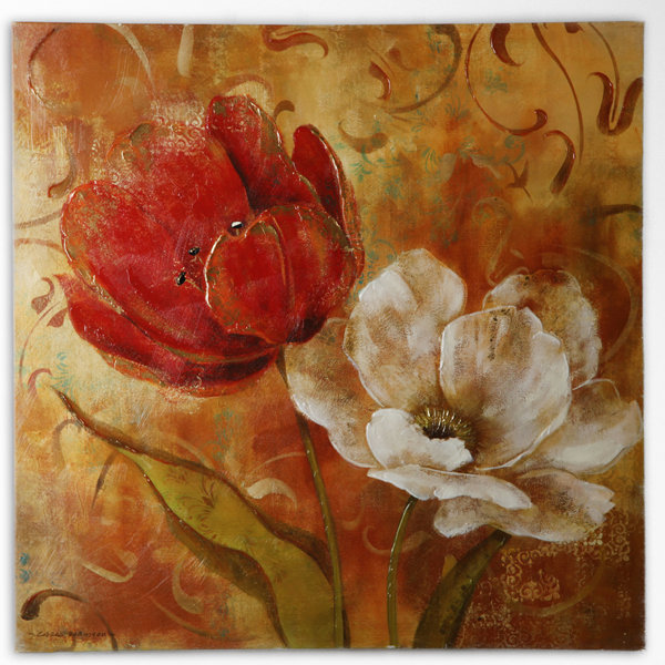 Fleur De Lis Living 'Flower Duet II' Painting Print on Wrapped Canvas ...