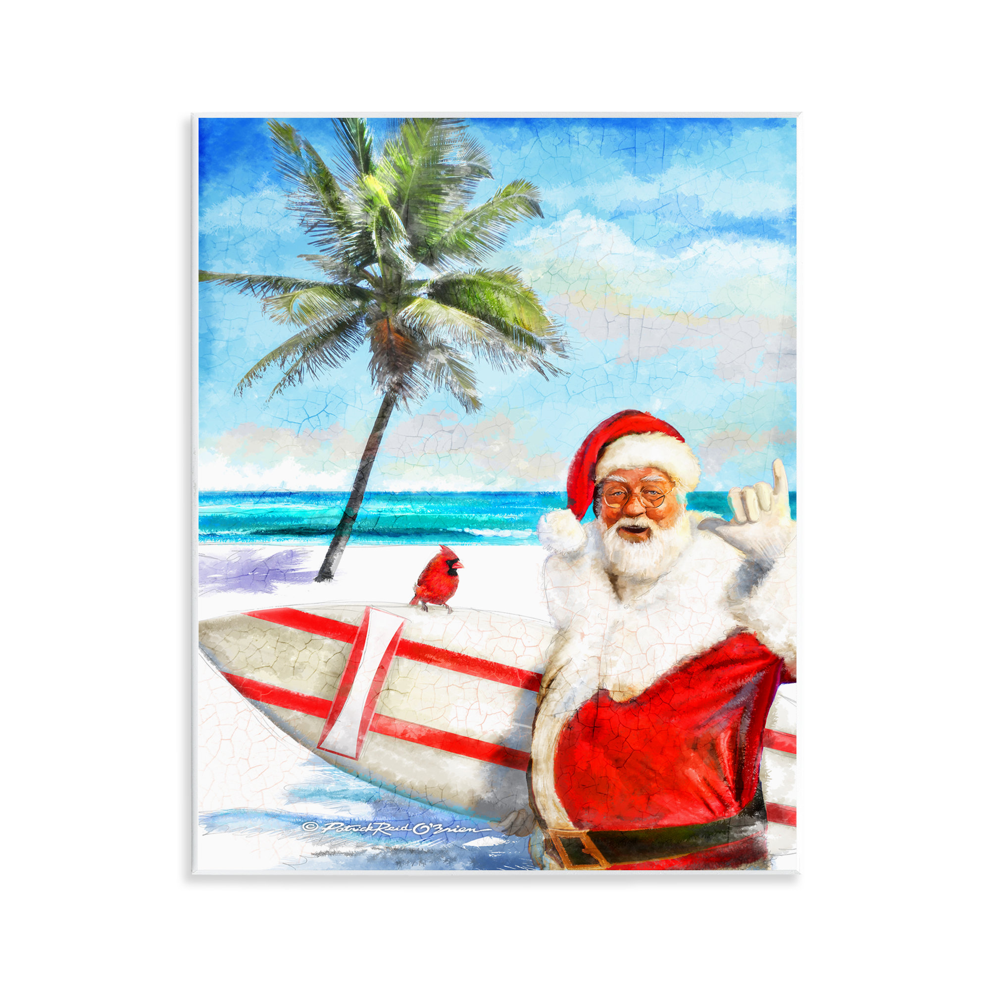 House of Hampton® Surfing Santa at Beach Canvas Wall Art by Patrick ...