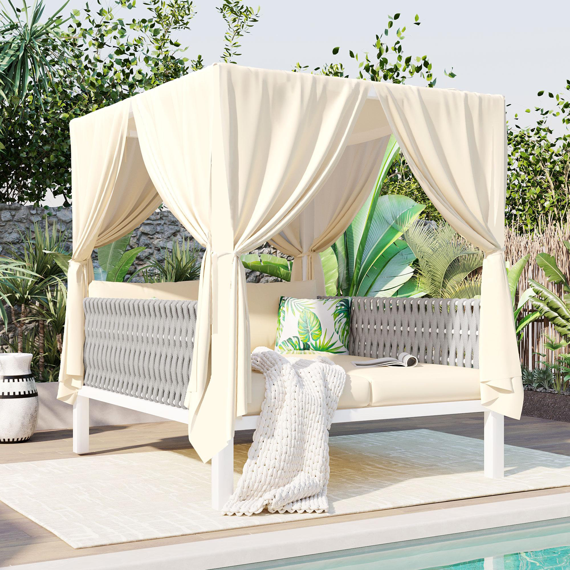 Dakota Fields Outdoor metal frame Woven Rope daybed - Wayfair Canada
