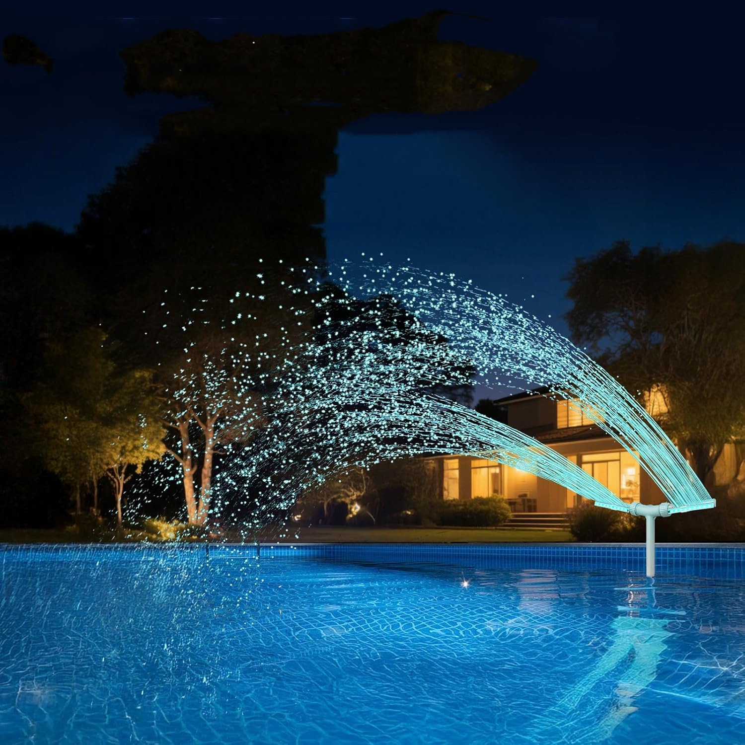 7 Star Marketplace US Solar Dual Spray Pool Fountain With Lights,For ...