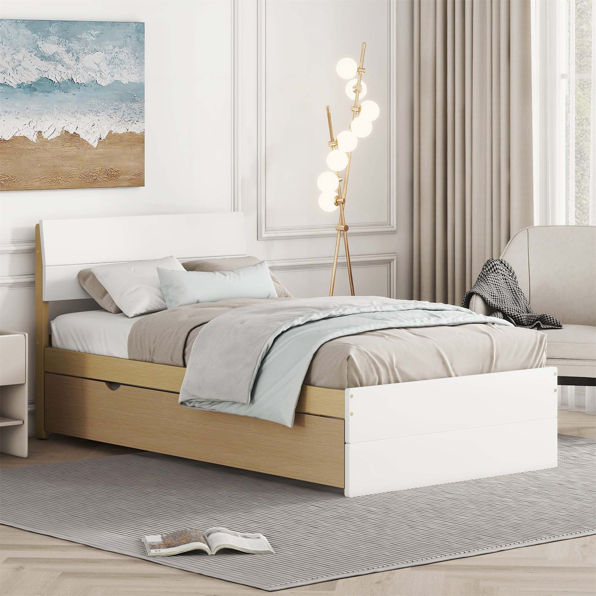 Latitude Run® Modern Bed Frame For High Gloss Headboard And Footboard ...
