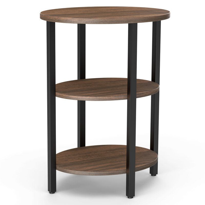 17 Stories Jakwan Oval End Table with 3-Tier Storage Shelves & Reviews ...