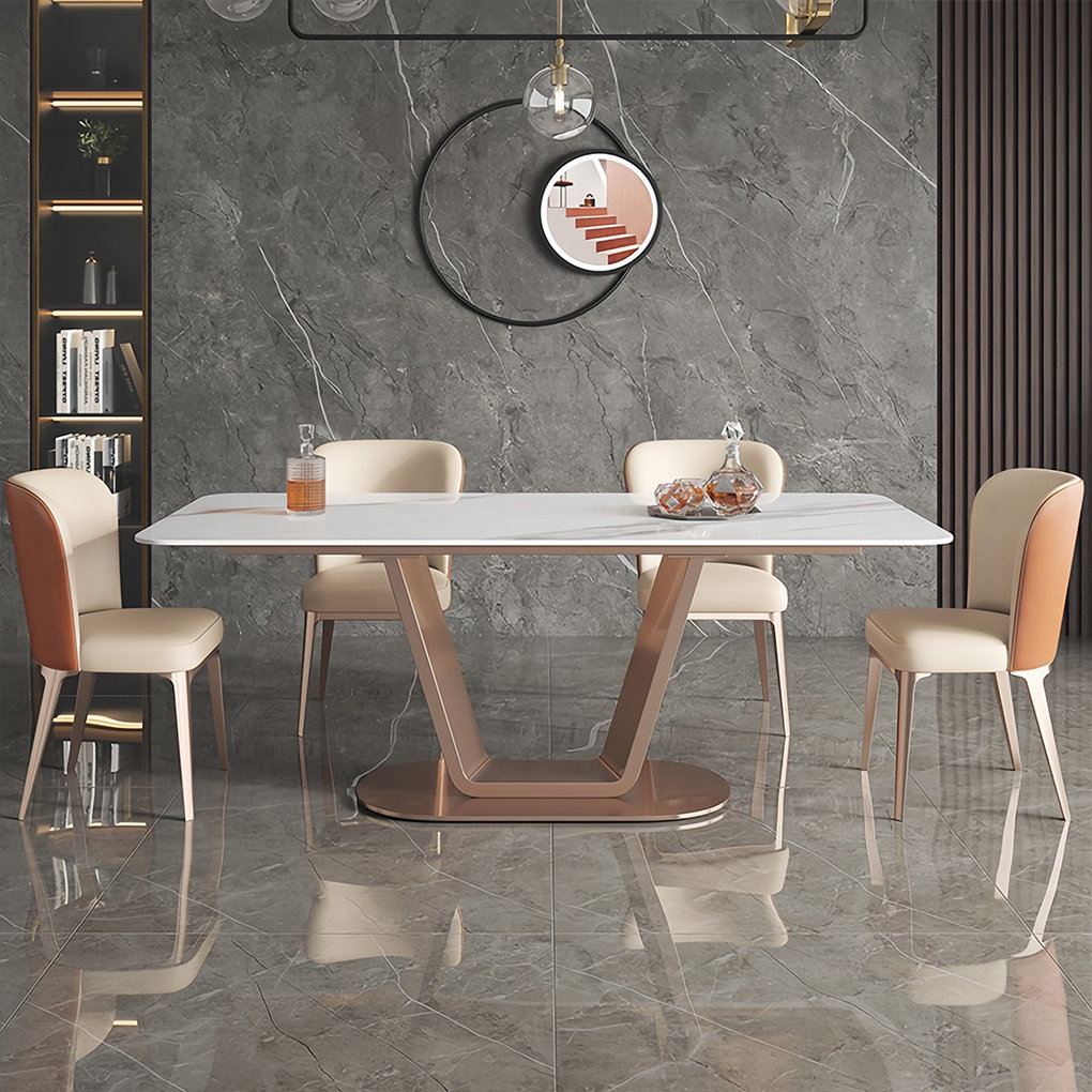 Jihagao Modern Rectangular Rock Slab Dining Table Sets | Wayfair