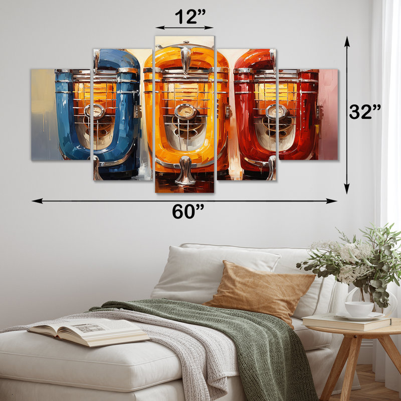 Lark Manor™ 'Coloful Modern Jukebox Jams I - Jukeboxes Multipanel Wall ...