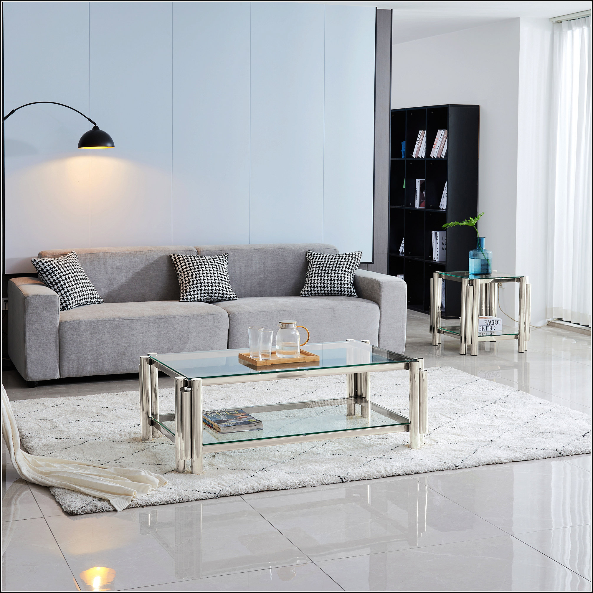 Everly Quinn Double-Layer Clear Tempered Glass Table Top Set Of 2 | Wayfair