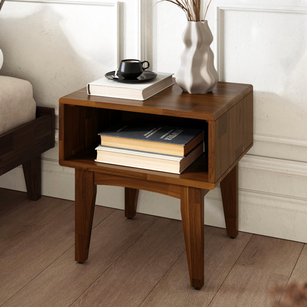 Loon Peak® Coraline Acacia Wood Nightstand, Modern Bedside Table ...