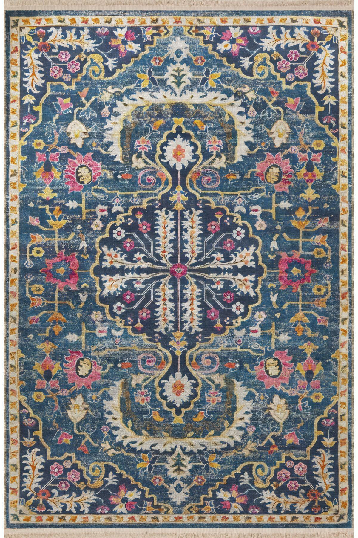 Bloomsbury Market Blue Multicolor Traditional Motif Ethnic Floral ...