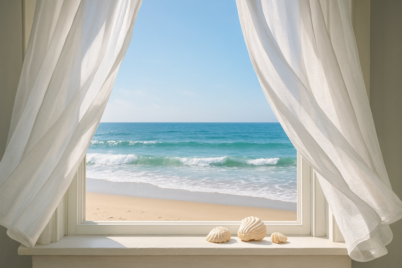 Beachcrest Home™ Coastal Breeze and Waves by Window - Coastal Window ...
