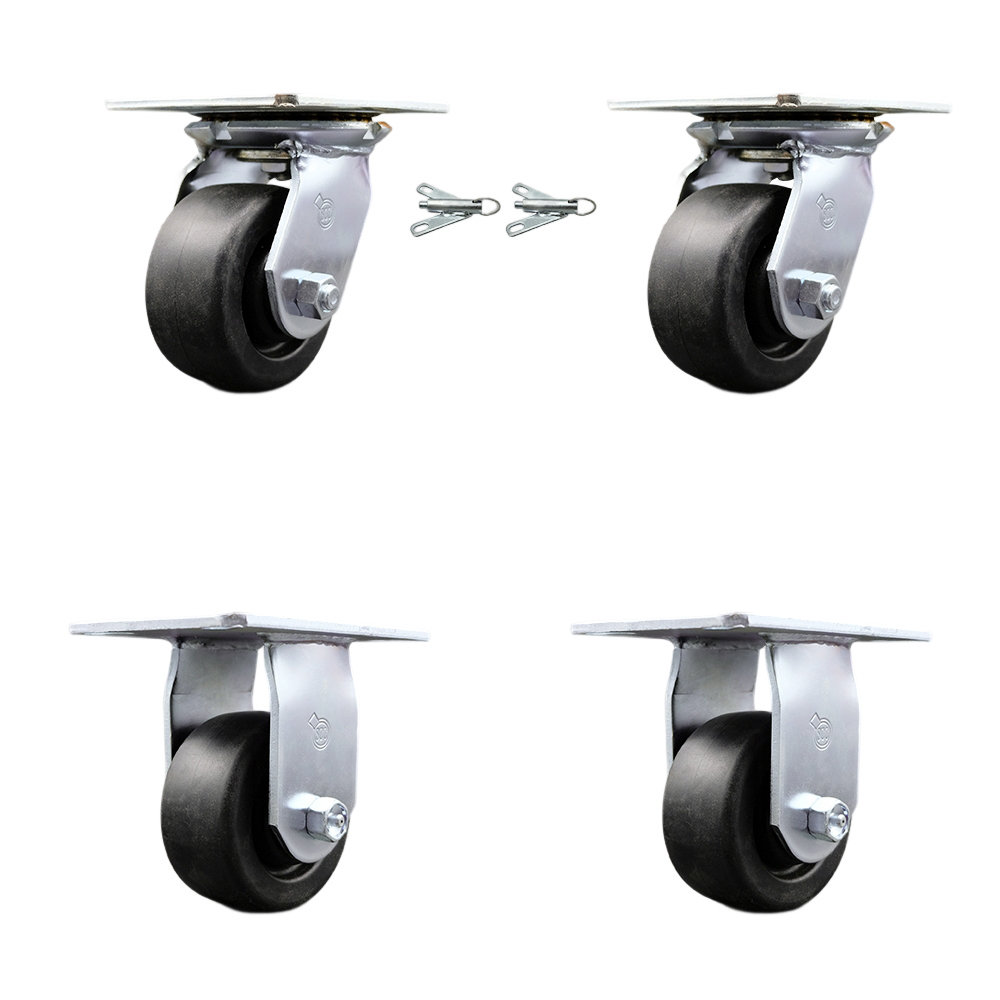 Service Caster 4 Inch Polyolefin Caster Set with Roller Bearing 2 ...