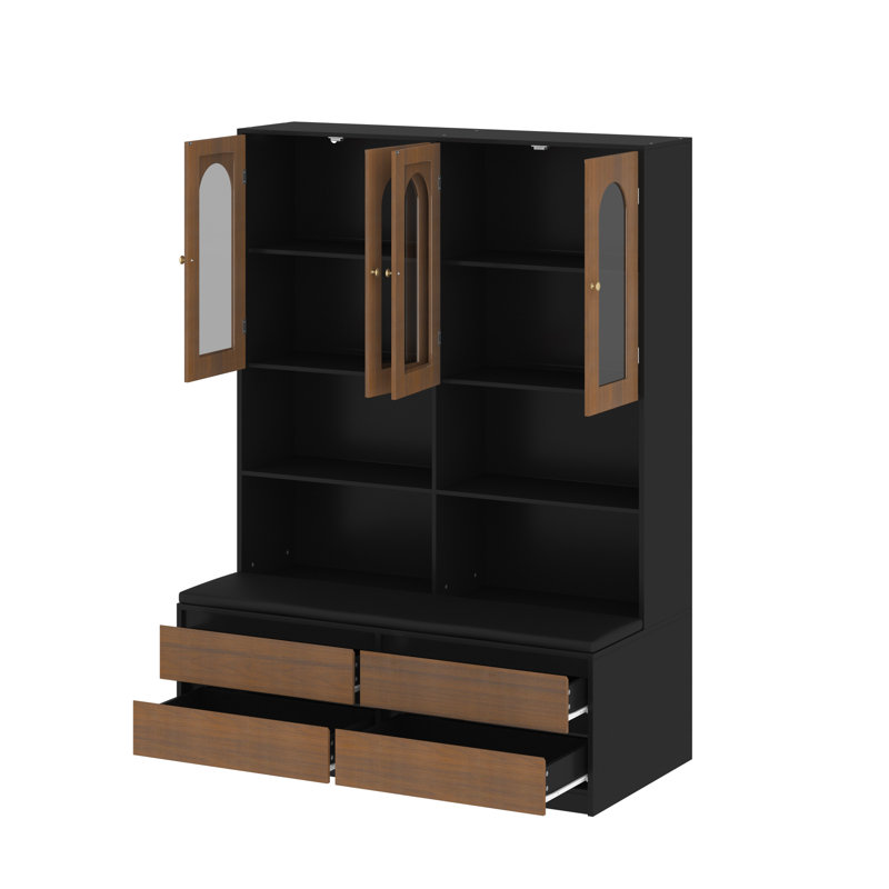 Latitude Run® 64'' H X 47'' W 4-Drawer Bookcase With Glass Door And ...