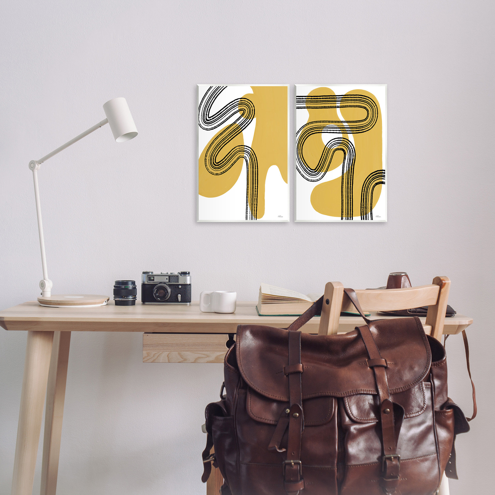 Stupell Industries Wavy Lines Over Shapes 2 Piece Wall Plaque Art Set ...