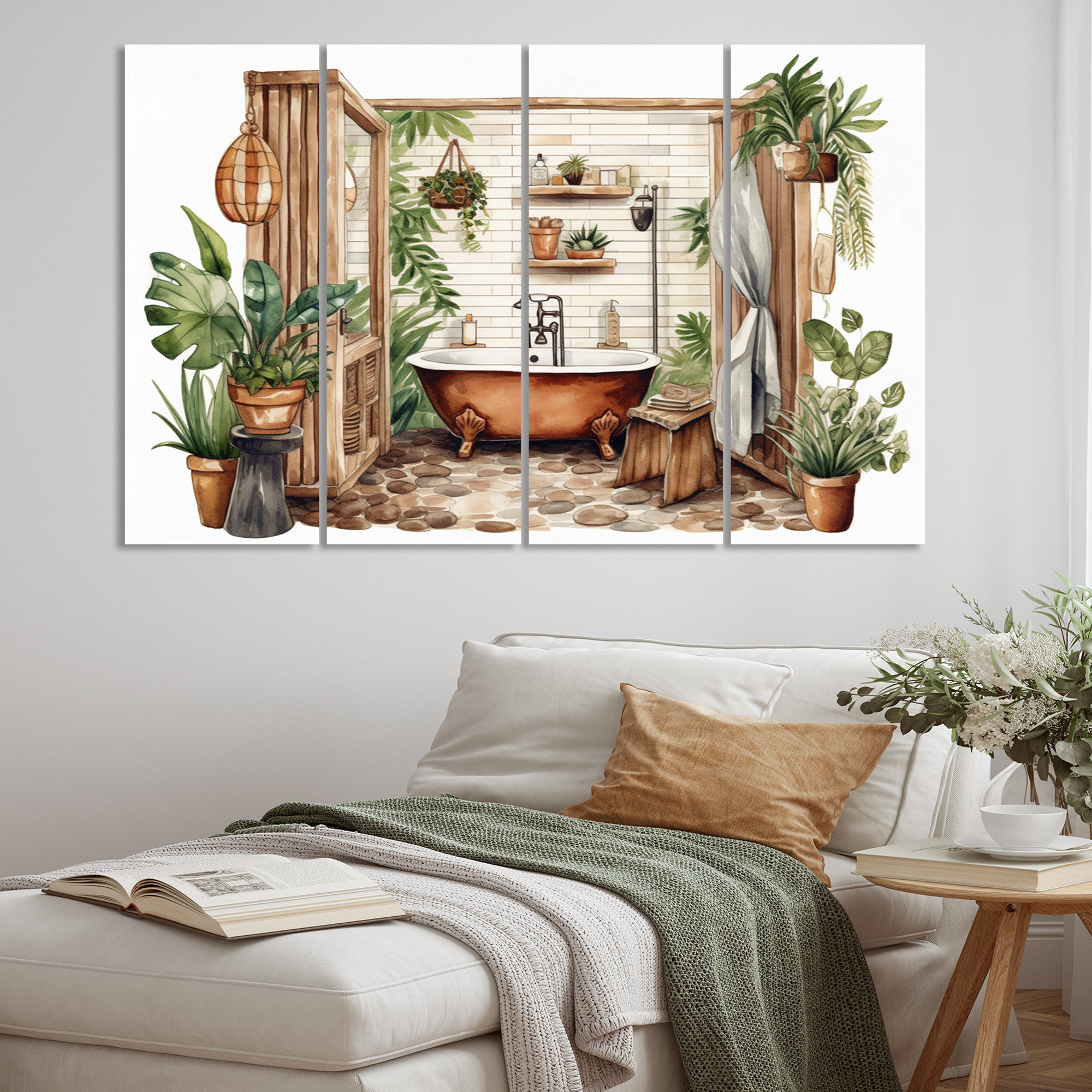 August Grove Natural Bathroom Decor X - Bathroom Canvas Wall Art - 4 ...