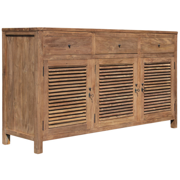 Chic Teak Recycled Teak Wood Tarragona Bathroom Linen Cabinet With 3 ...