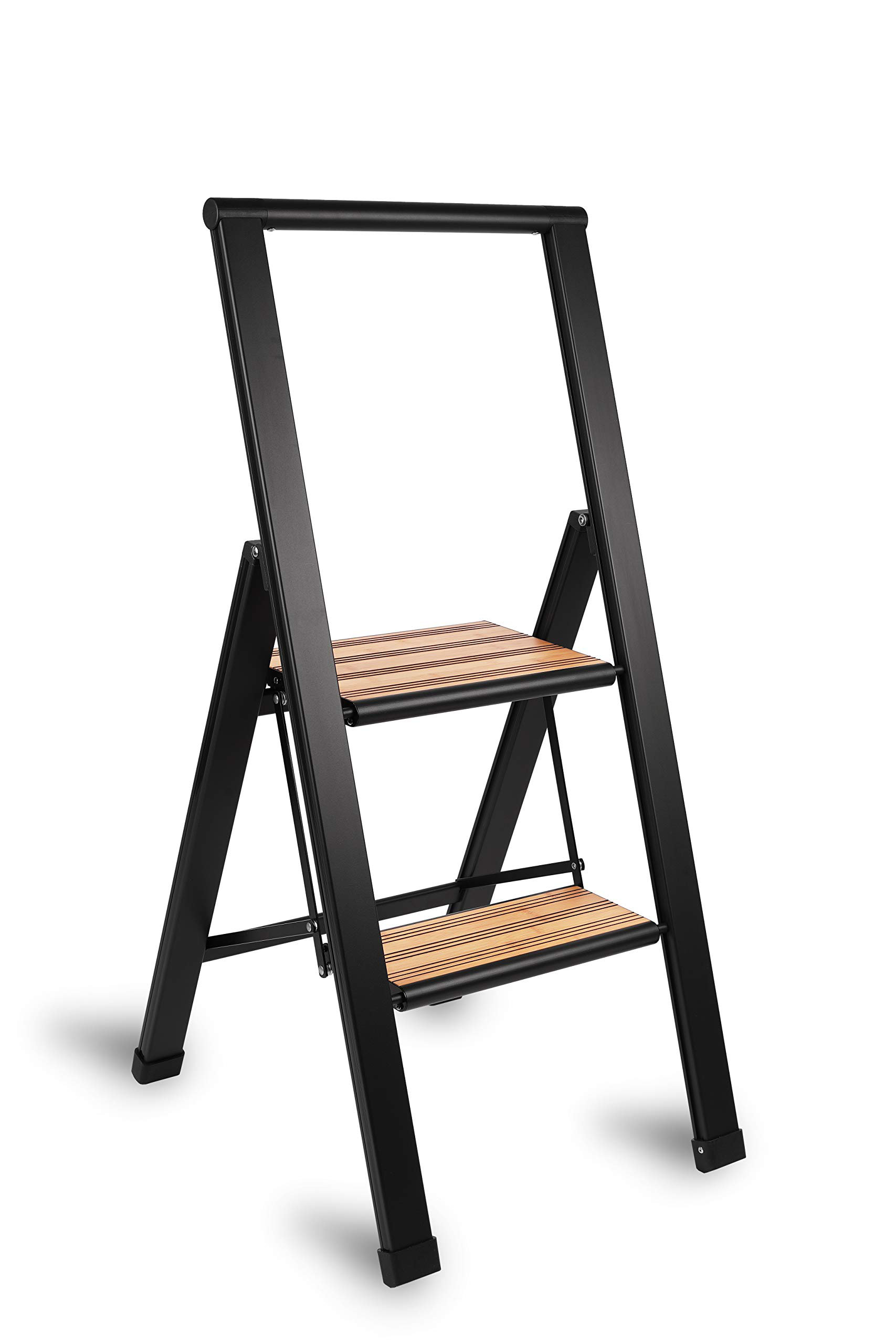 Sorfey Premium 2 Step Modern Bamboo Ladder. Lightweight,-Ultra Slim ...