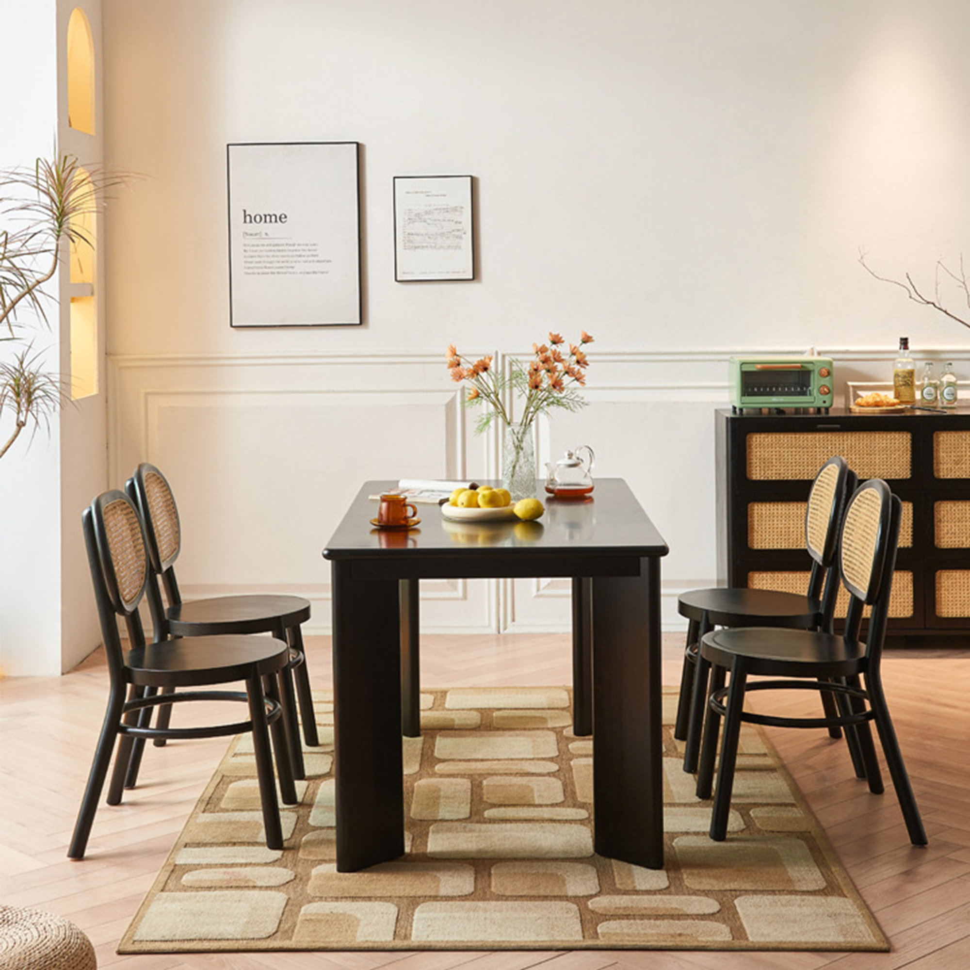 Dining Elegance Black Ash Wood Rectangular Dining Table - Wayfair Canada