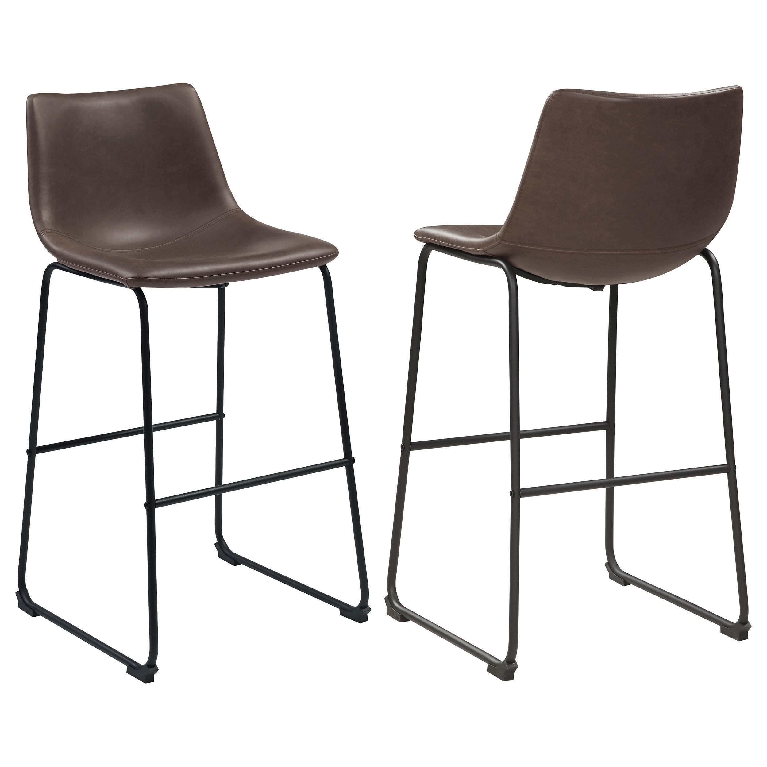 17 Stories Michelle Two-tone Brown/Black Armless Bar Stools, Set of 2 ...