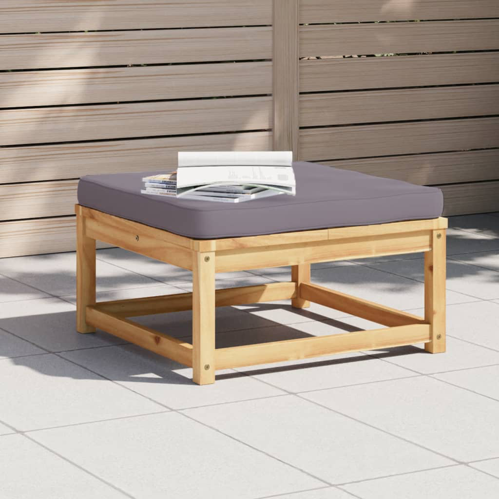 Gracie Oaks Patio Footstool With Cushions Solid Wood Acacia | Wayfair