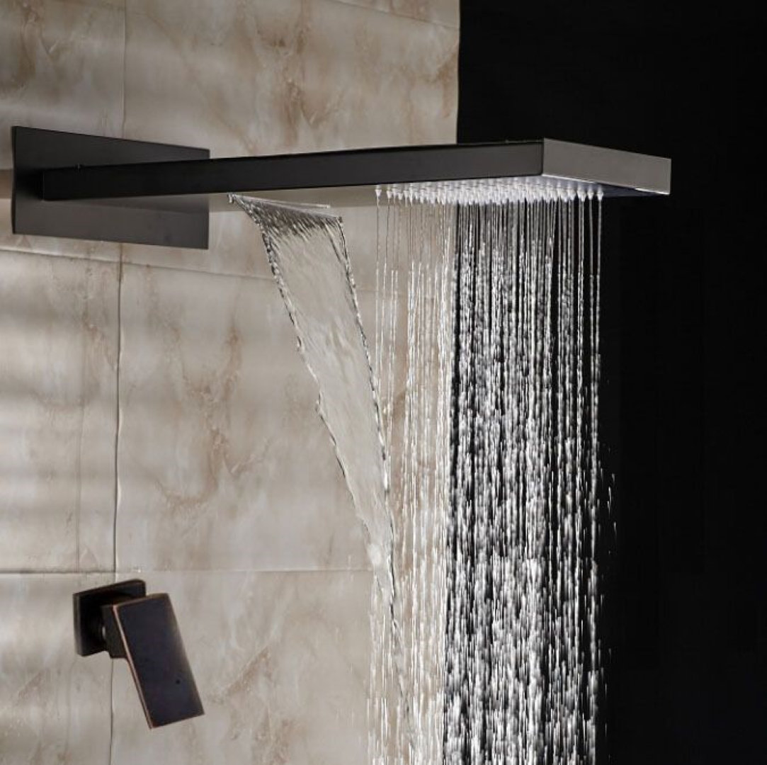 Juno Showers Juno Waterfall Rainfall Oil Rubbed Bronze Shower System ...