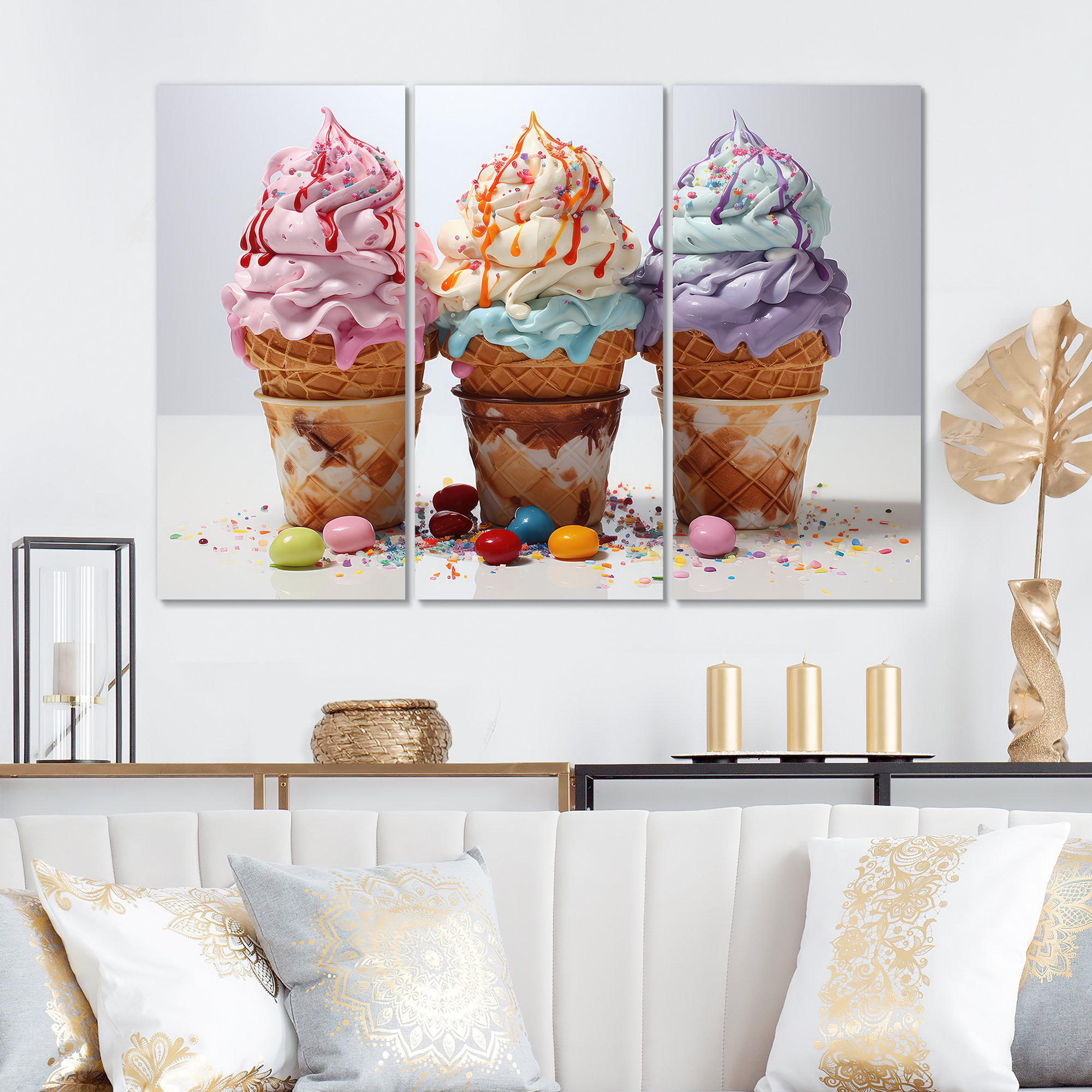 Design Art Food Ice Cream Pointillism III - Food & Beverage Metal Wall ...