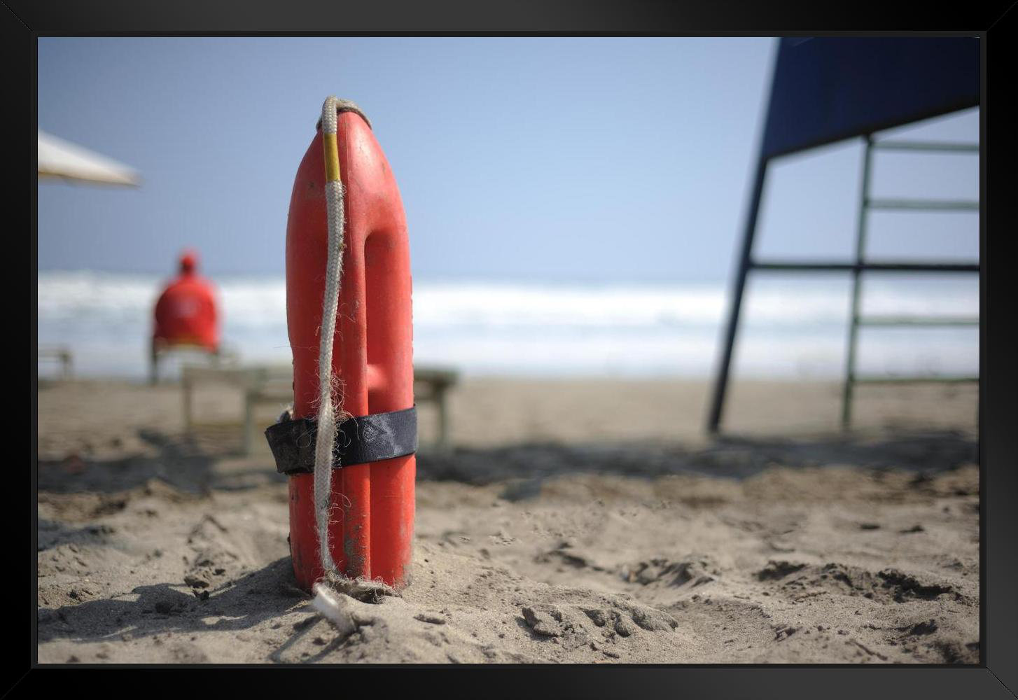 Latitude Run® Lifeguards On Beach Photo Art Print Black Wood Framed ...