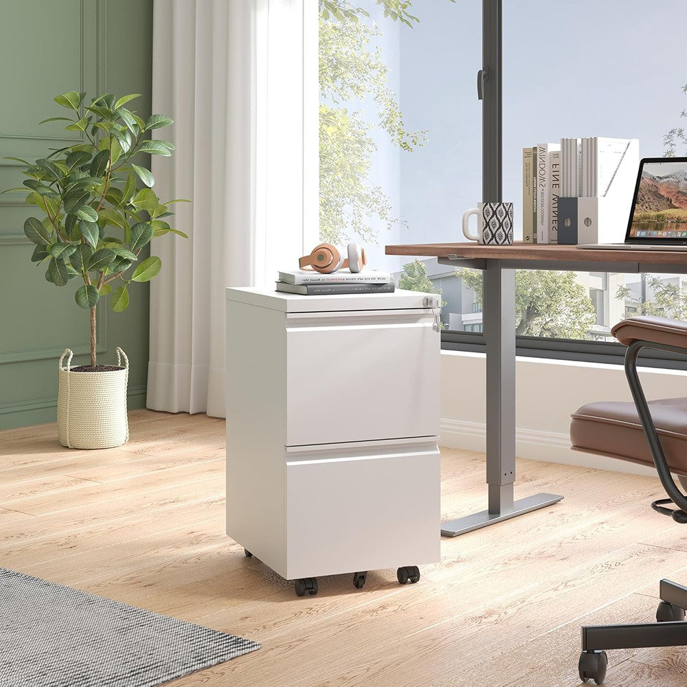 Inbox Zero 2 Drawer Mobile File Cabinet With Lock, Filing Cabinets 2 ...