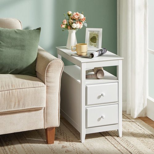 Drawer Equipped White End & Side Tables You'll Love | Wayfair