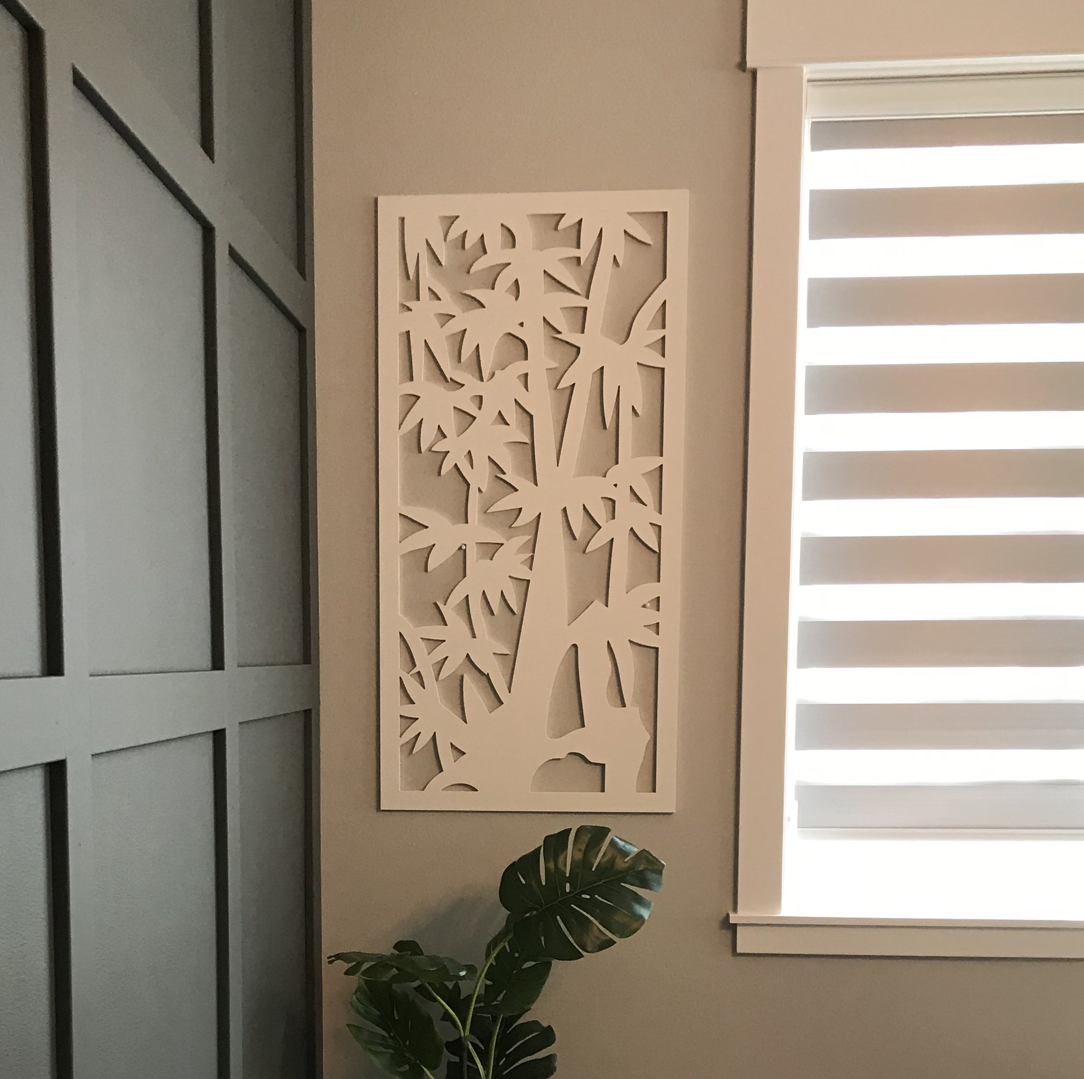 VIMA (Bamboo Tree 2) Decorative Wall Panel - 48"L x 24"W, White Color ...