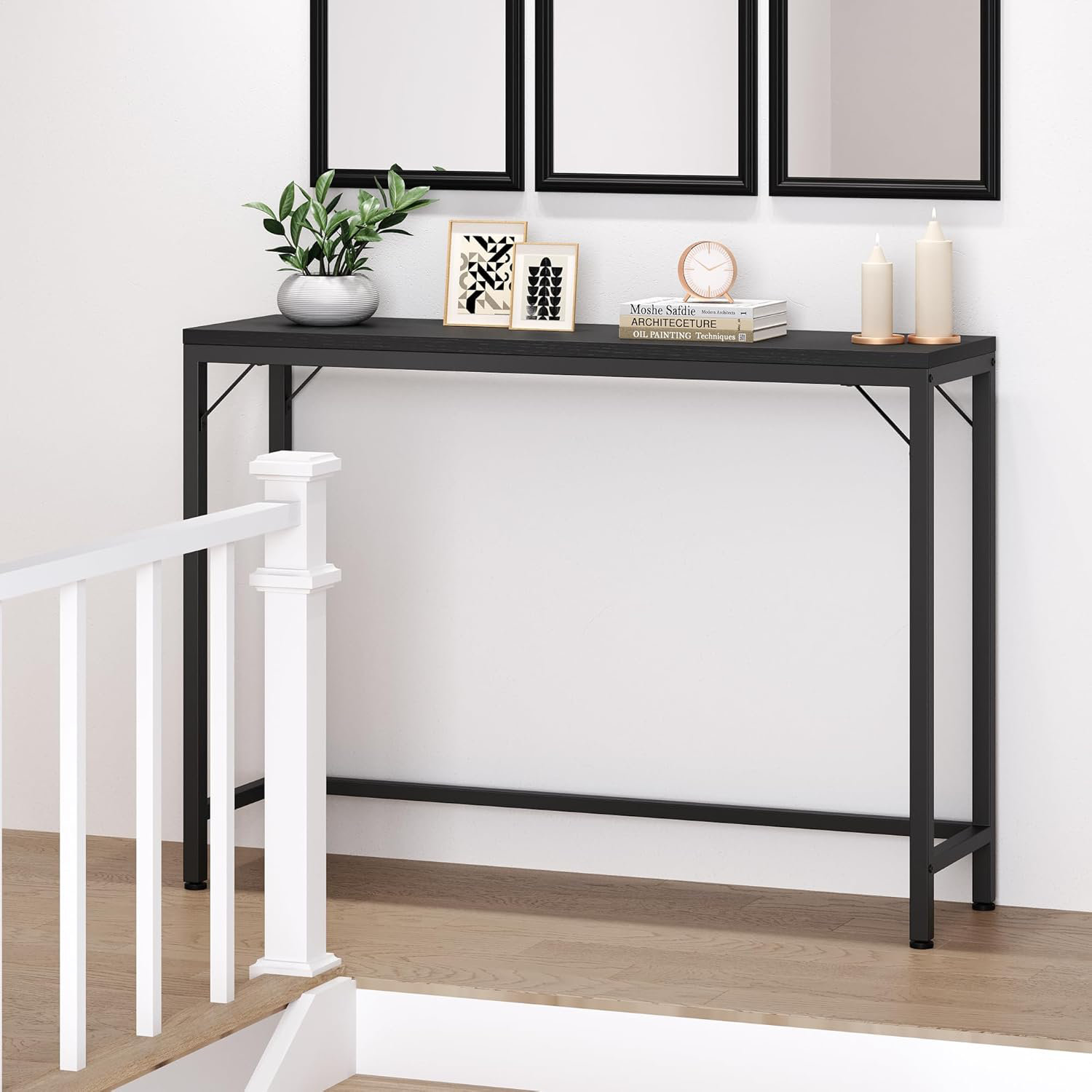 17 Stories Industrial Narrow Console Table, 39.4" Behind Sofa Table For ...