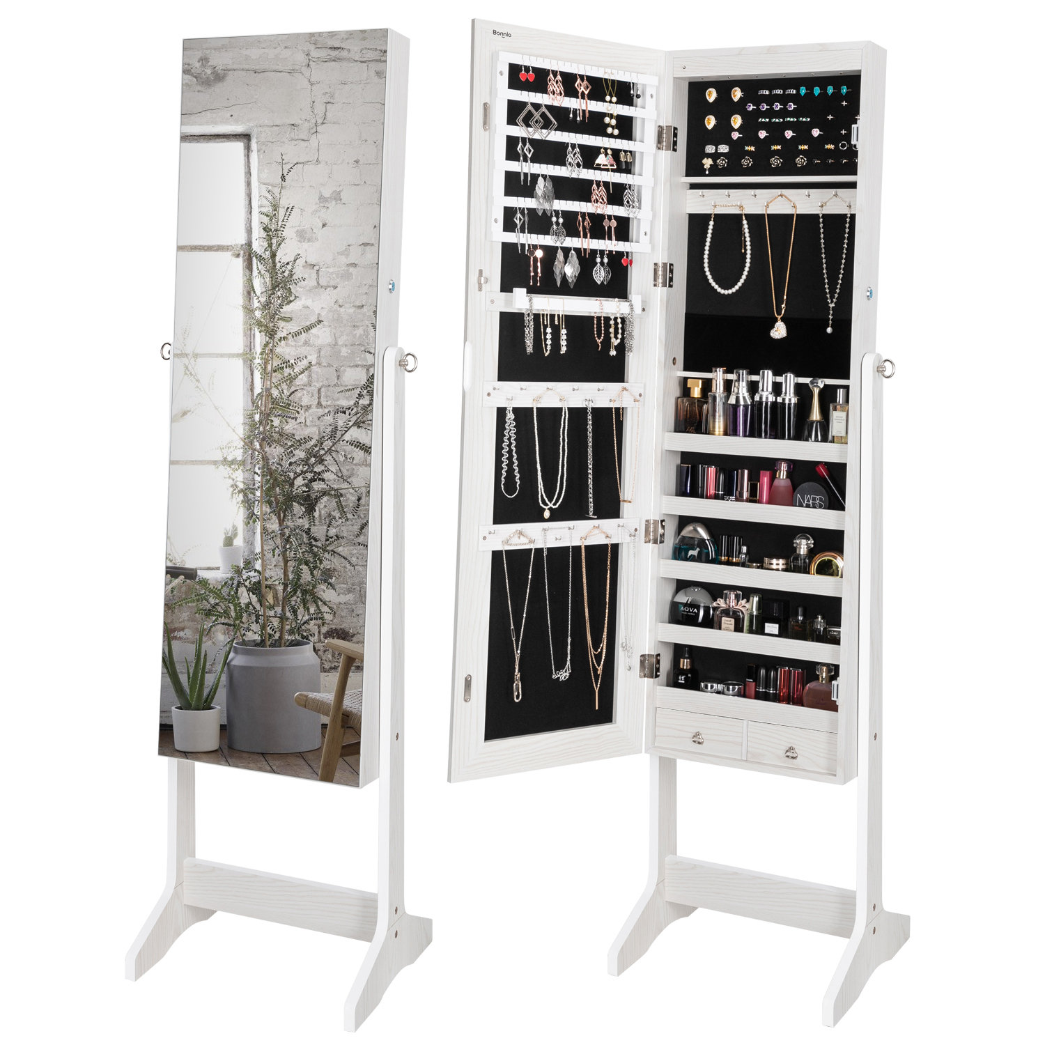 Winston Porter Moazzam Jewelry Armoire with Mirror | Wayfair