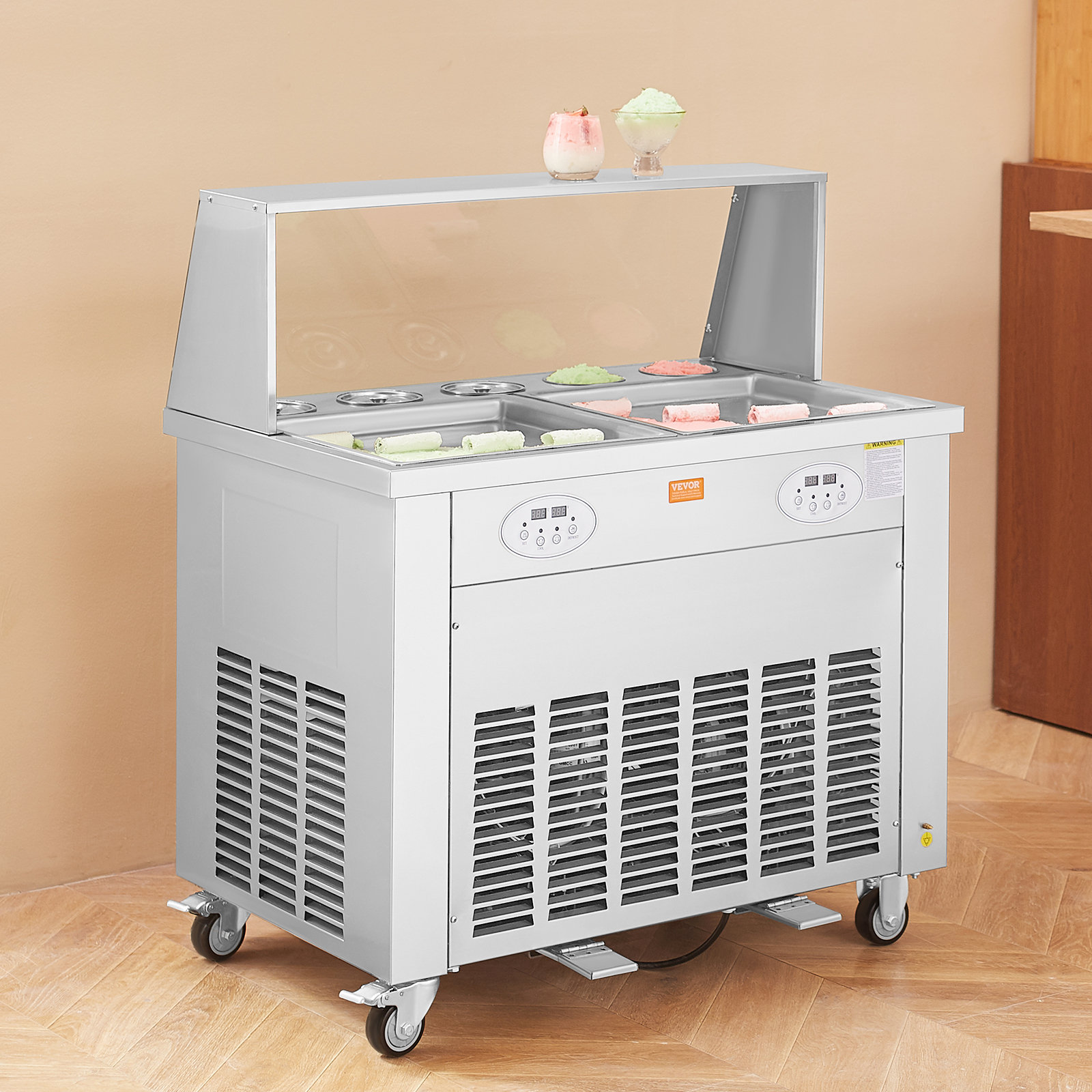 VEVOR Fried Ice Cream Roll Machine Rolled Ice Cream Maker 13.8x13.8 ...