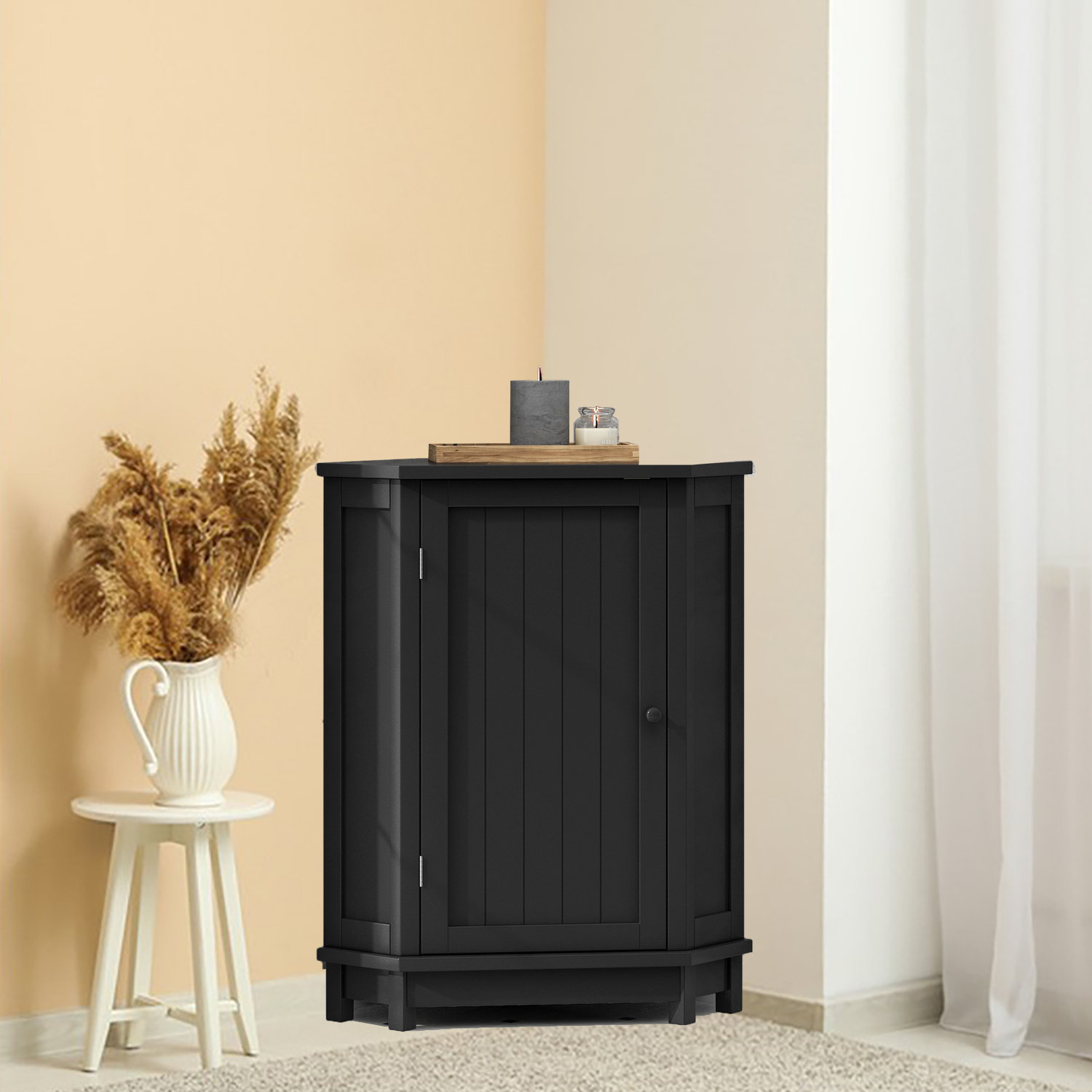 Winston Porter Modern Minimalist Corner Storage Cabinet with Adjustable ...