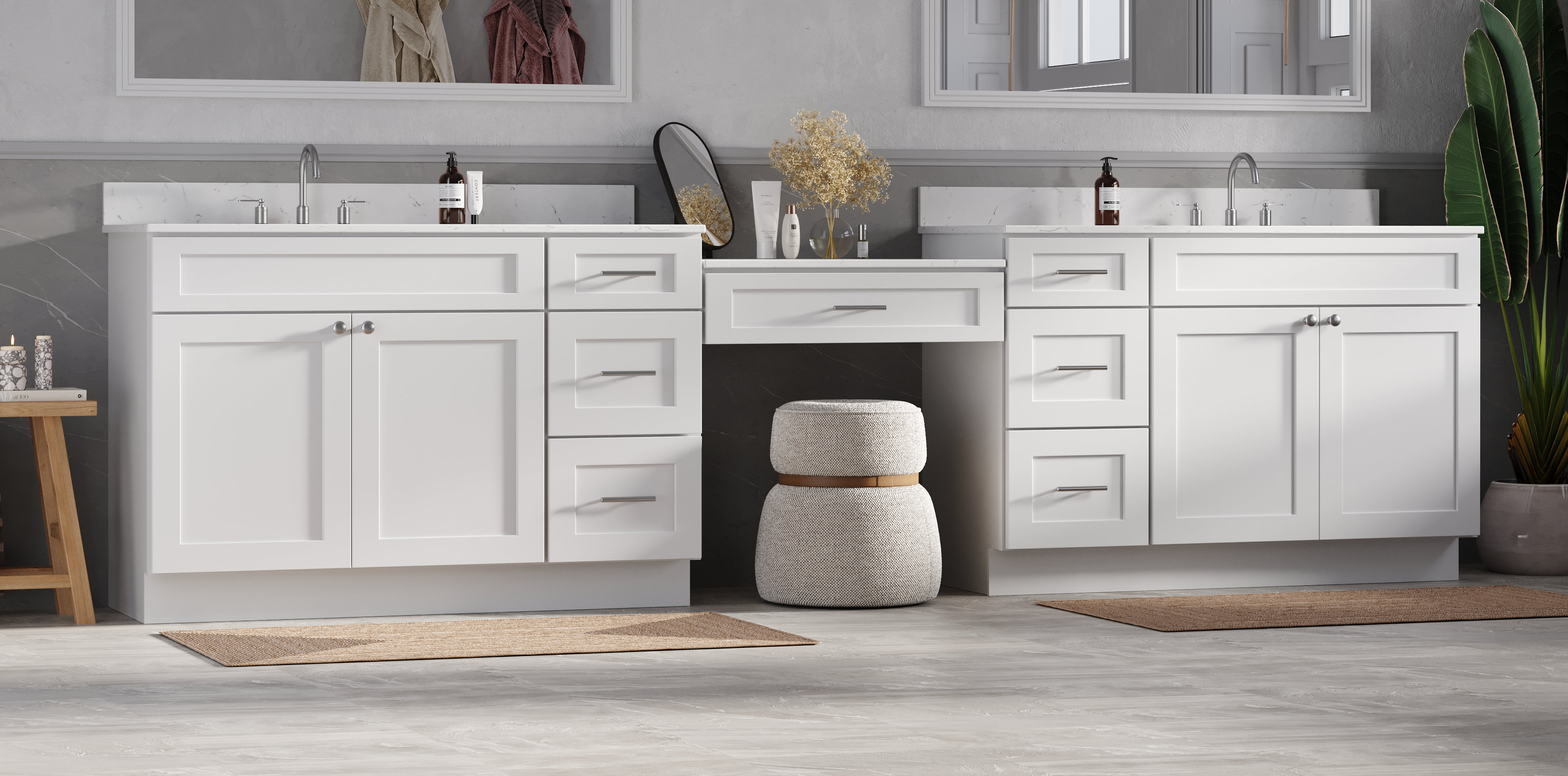 Disar Double Bathroom Vanity With Desk Dovetail Solid Wood Drawer ...