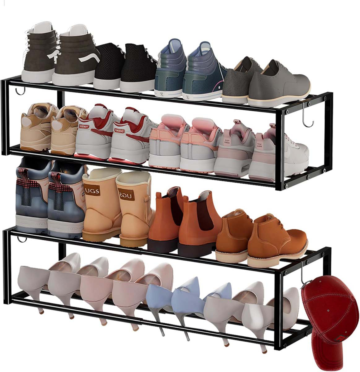 17 Stories 2 Pack Expandable Wall Mounted Shoe Rack, 17"-31" Adjustable ...