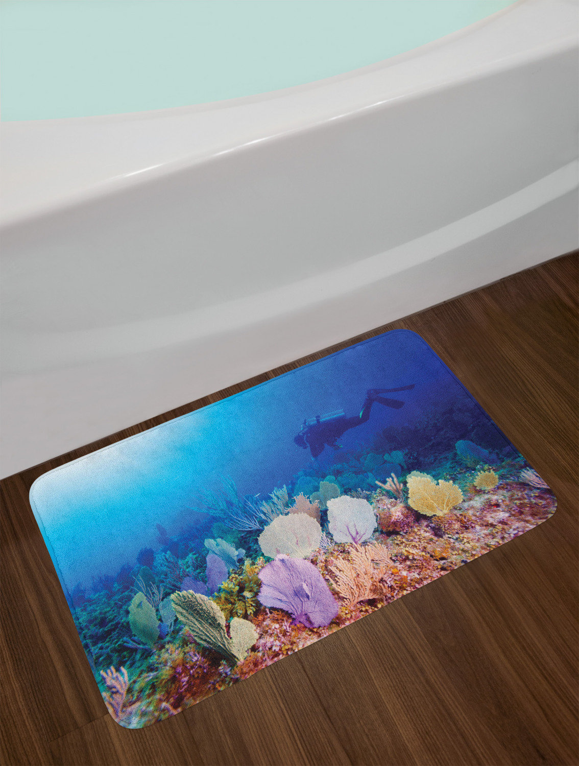 East Urban Home Young Man Floating Swiftly in Sea Plantation Coral ...