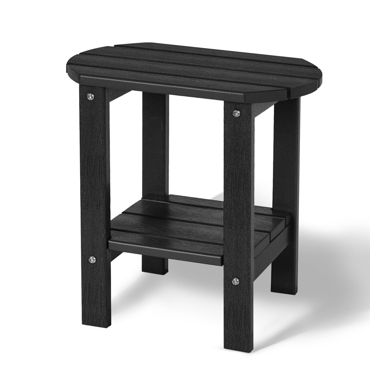Winston Porter 17 in. 2-Tier Rectangular HDPE Outdoor Side Table with ...
