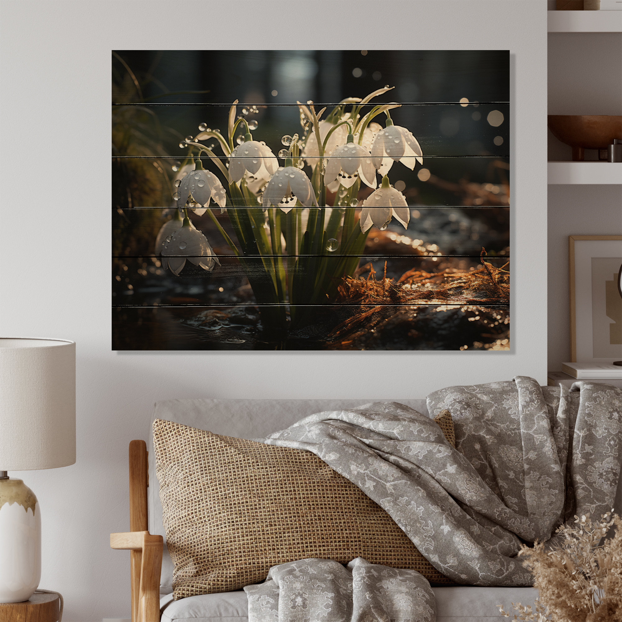 Red Barrel Studio® White Snowdrops Field II On Wood Print | Wayfair