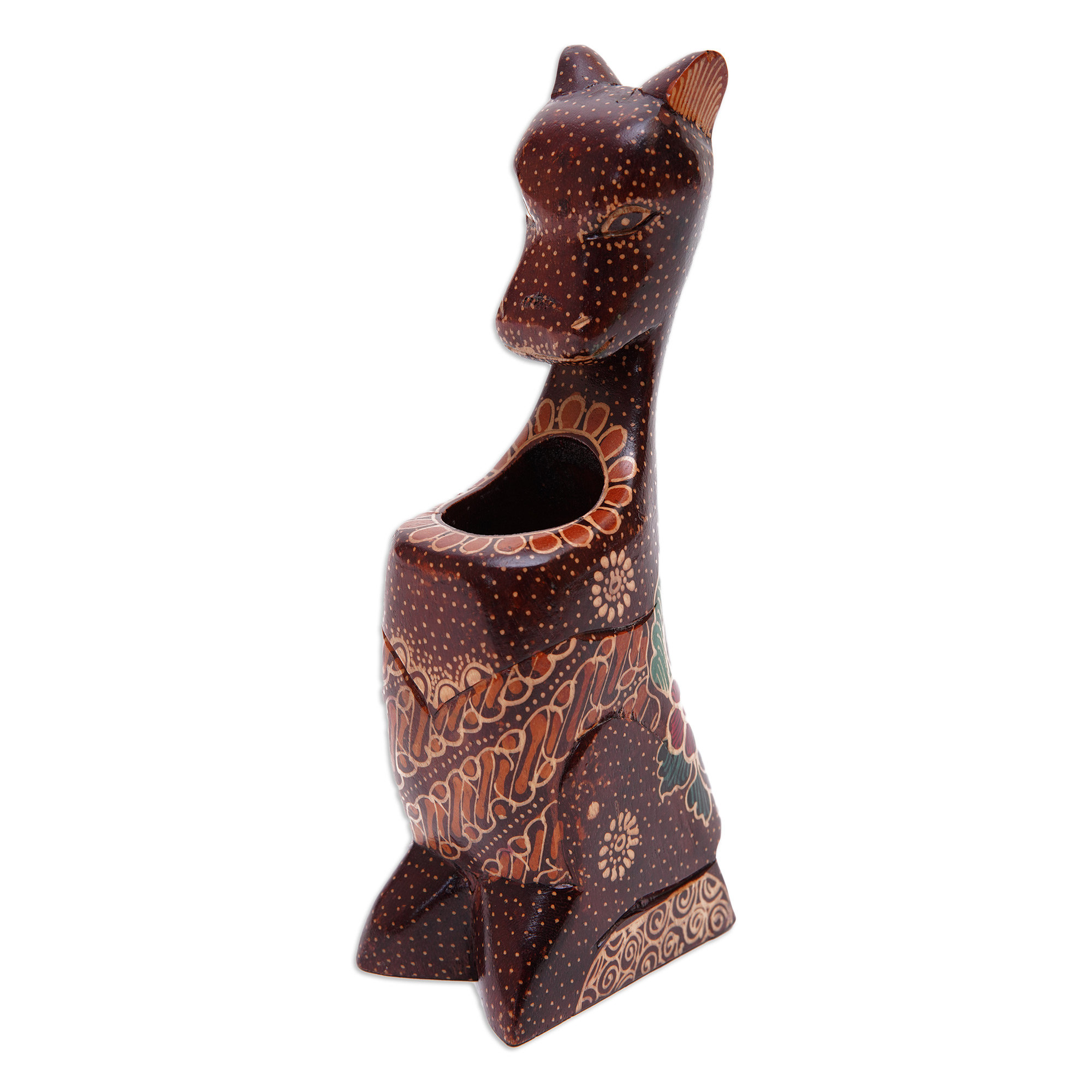 Bungalow Rose Handmade Mother Kangaroo Wood Pen Holder | Wayfair