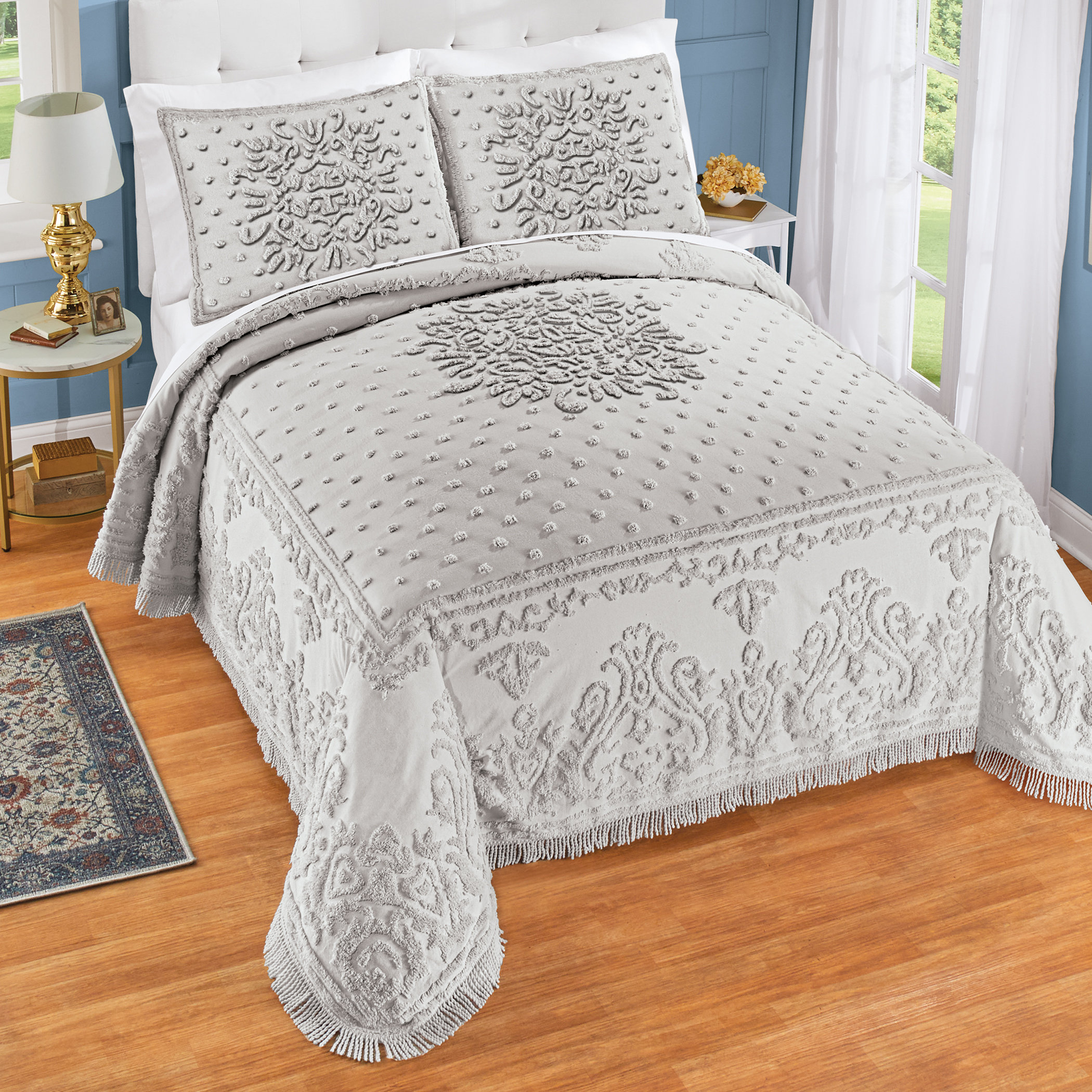 Winston Brands Cecilia Textured Chenille Fringe Border Bedspread | Wayfair