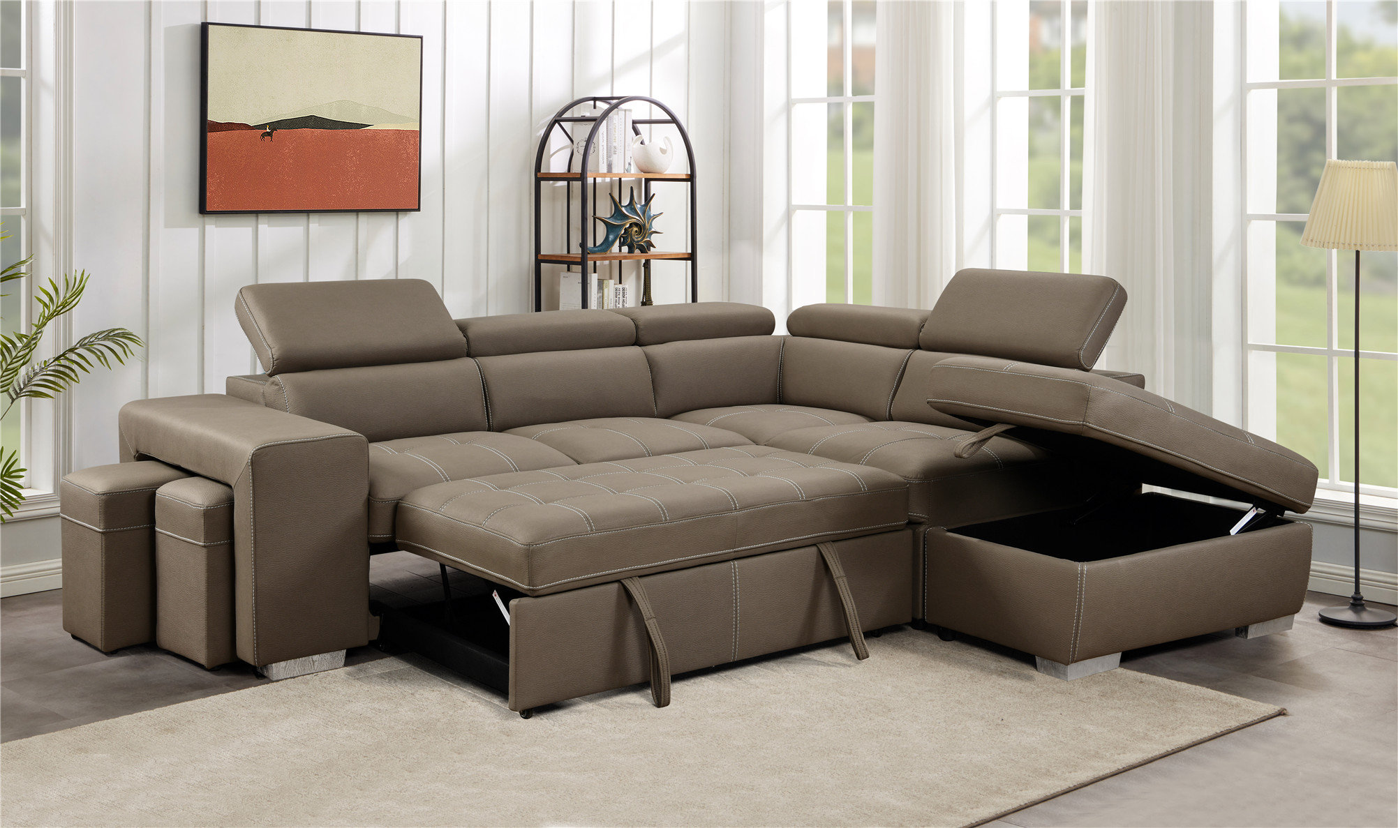 Hokku Designs Sectional Sofa With Adjustable Headrest ,Sleeper ...