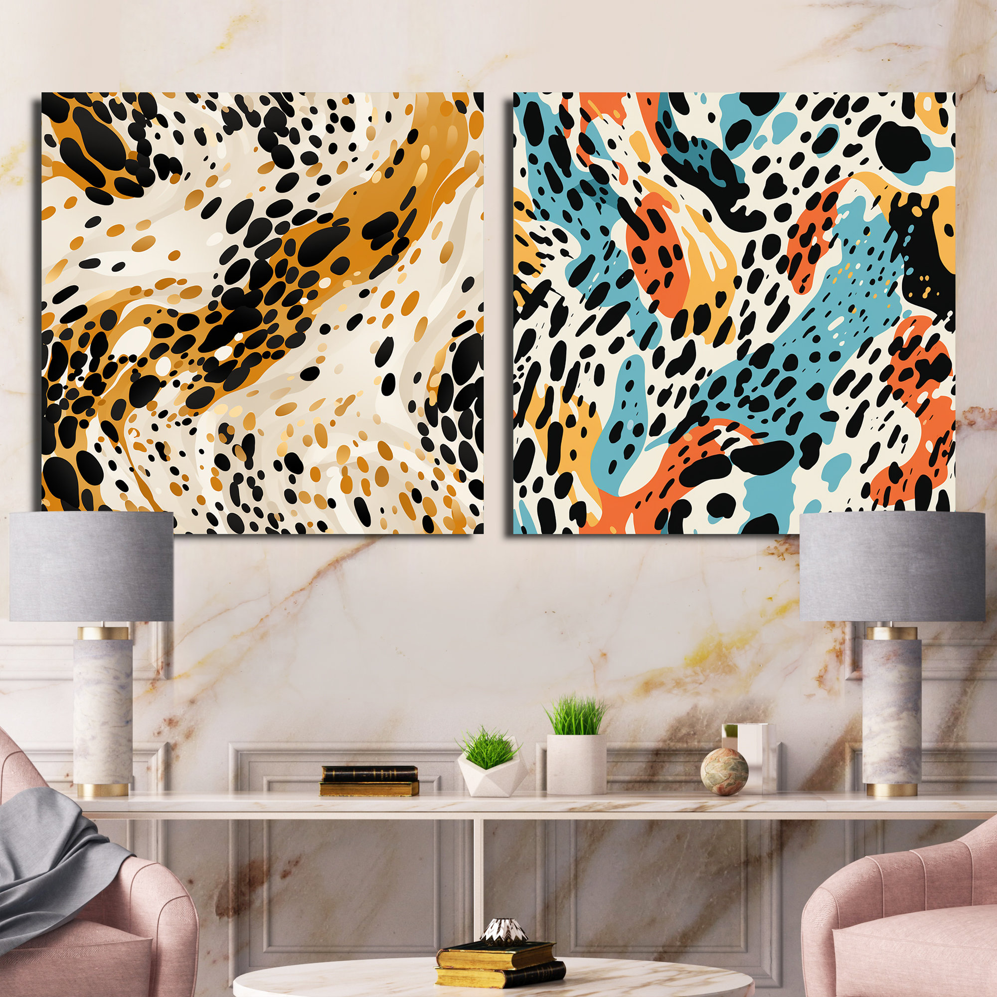 Design Art Wild Cheetah Print Multicolor - Abstract Collages Square ...