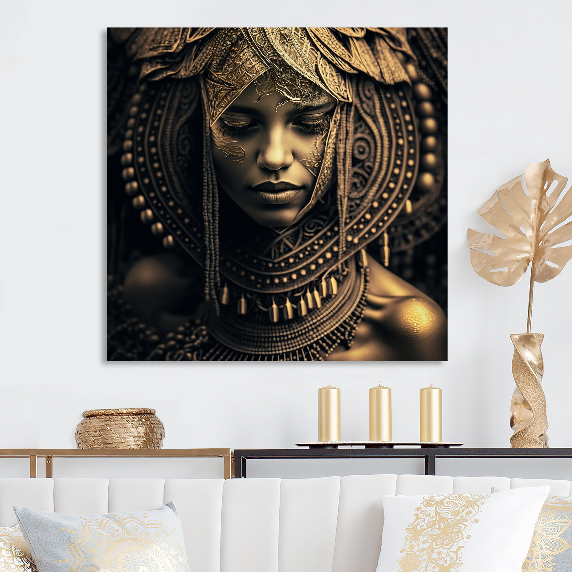 Dakota Fields Vintage Gold Bohemian Woman II - Boho Woman Metal Wall ...