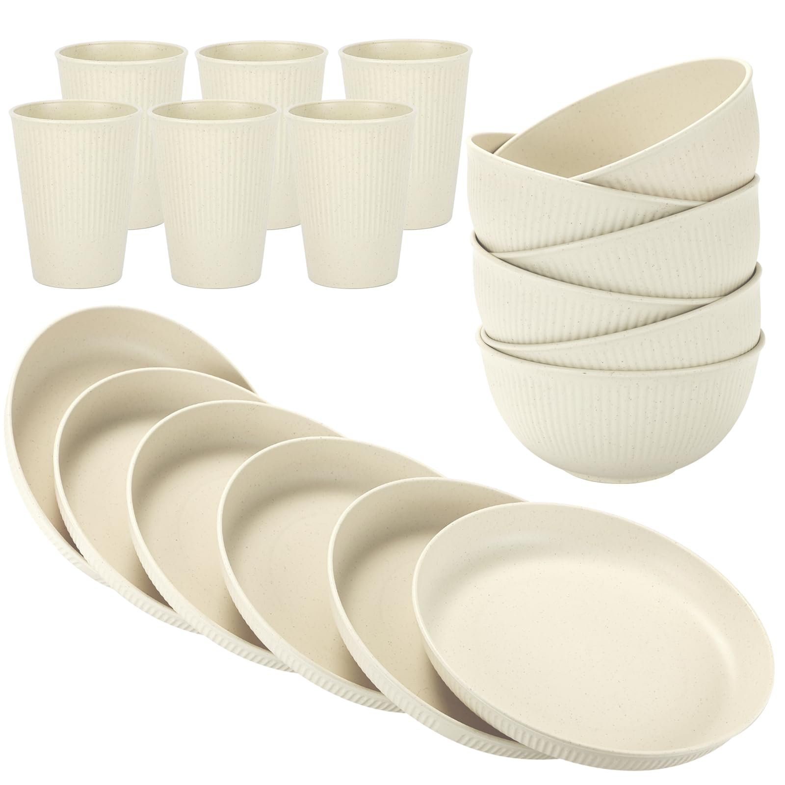 Rosecliff Heights 18PCS Wheat Straw Dinnerware Sets Unbreakable ...
