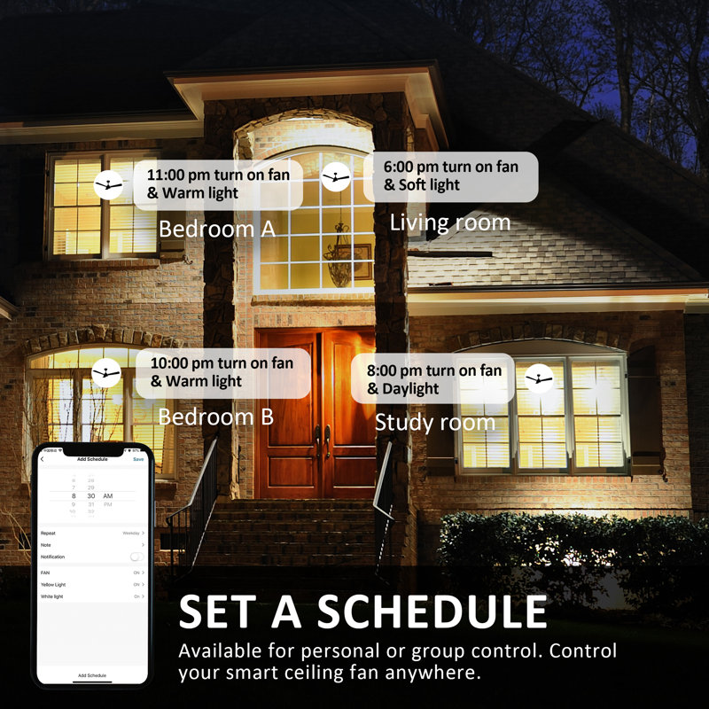 Ivy Bronx Dechlan 52'' Smart DC Motor Ceiling Fan with LED Lights and ...