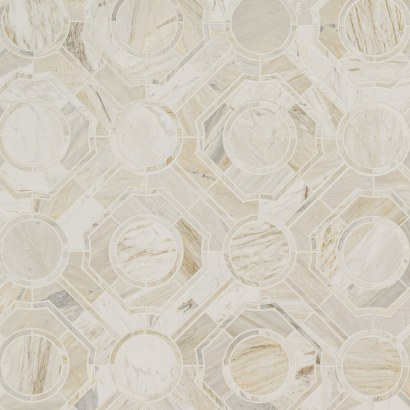 Ackland Athena Gold Regency 10" X 10" Polished Marble Mosaic Tile ...