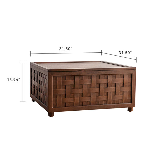 Latitude Run® Large Square Brown Solid Wood Coffee Table With Covert ...