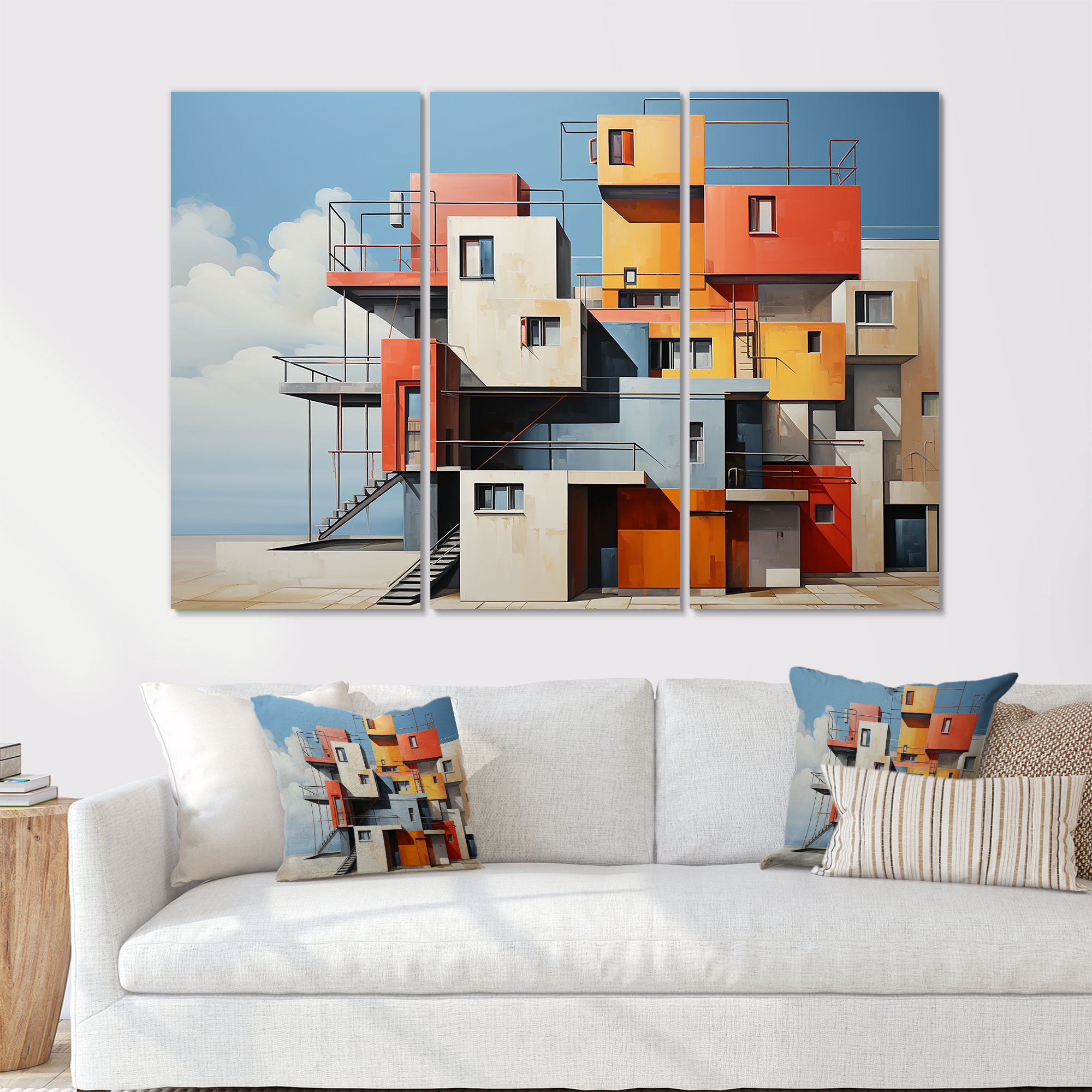 Latitude Run® Colorful Cubic City De Stijil I - Abstract Landscape Wall ...