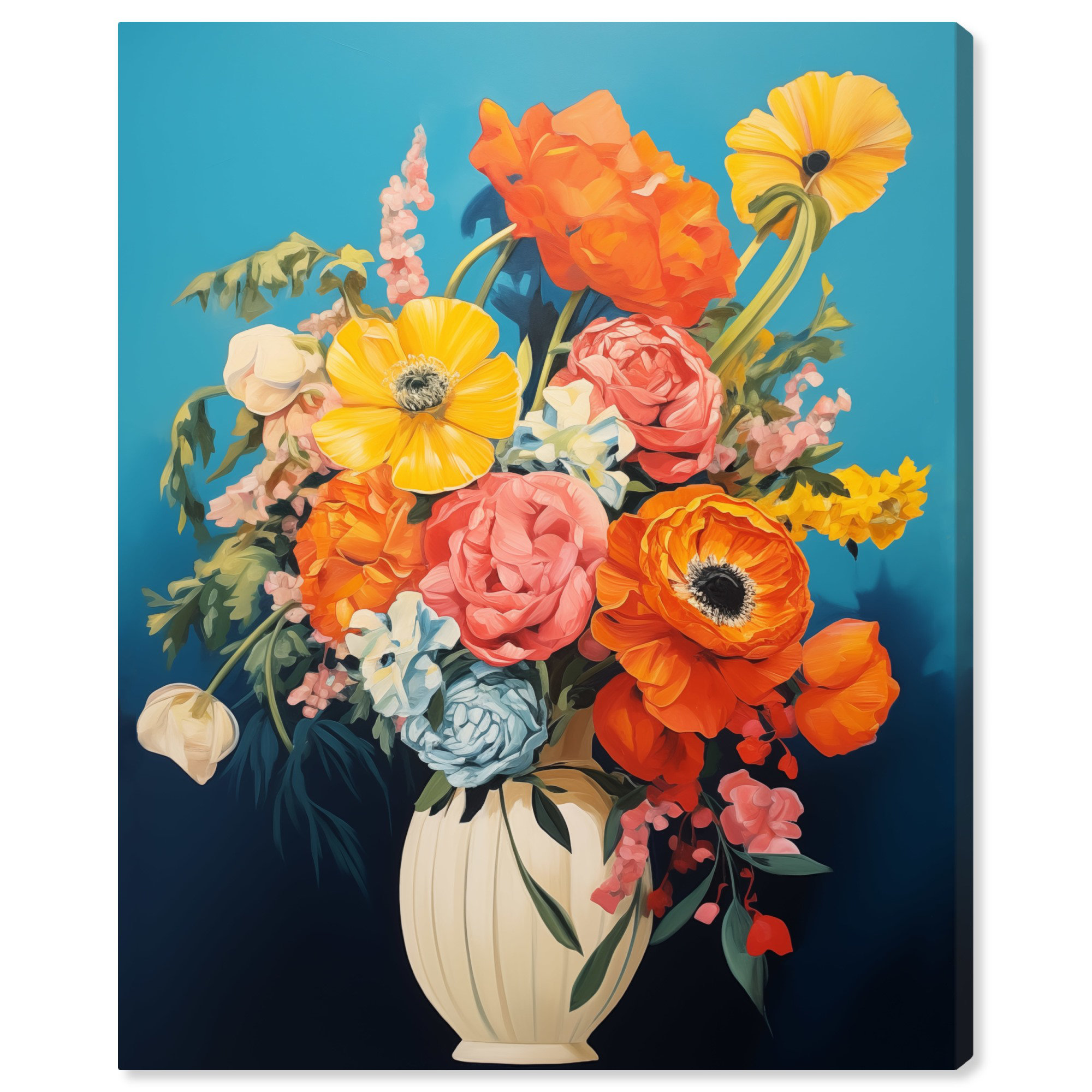 Art Remedy Ivory Vase With Flowers Canvas Maximalist Flower Art by Art ...