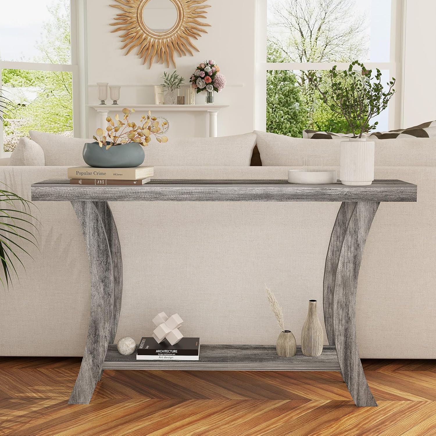 Millwood Pines 55Inch Console Table,Farmhouse Wood Narrow Entryway ...