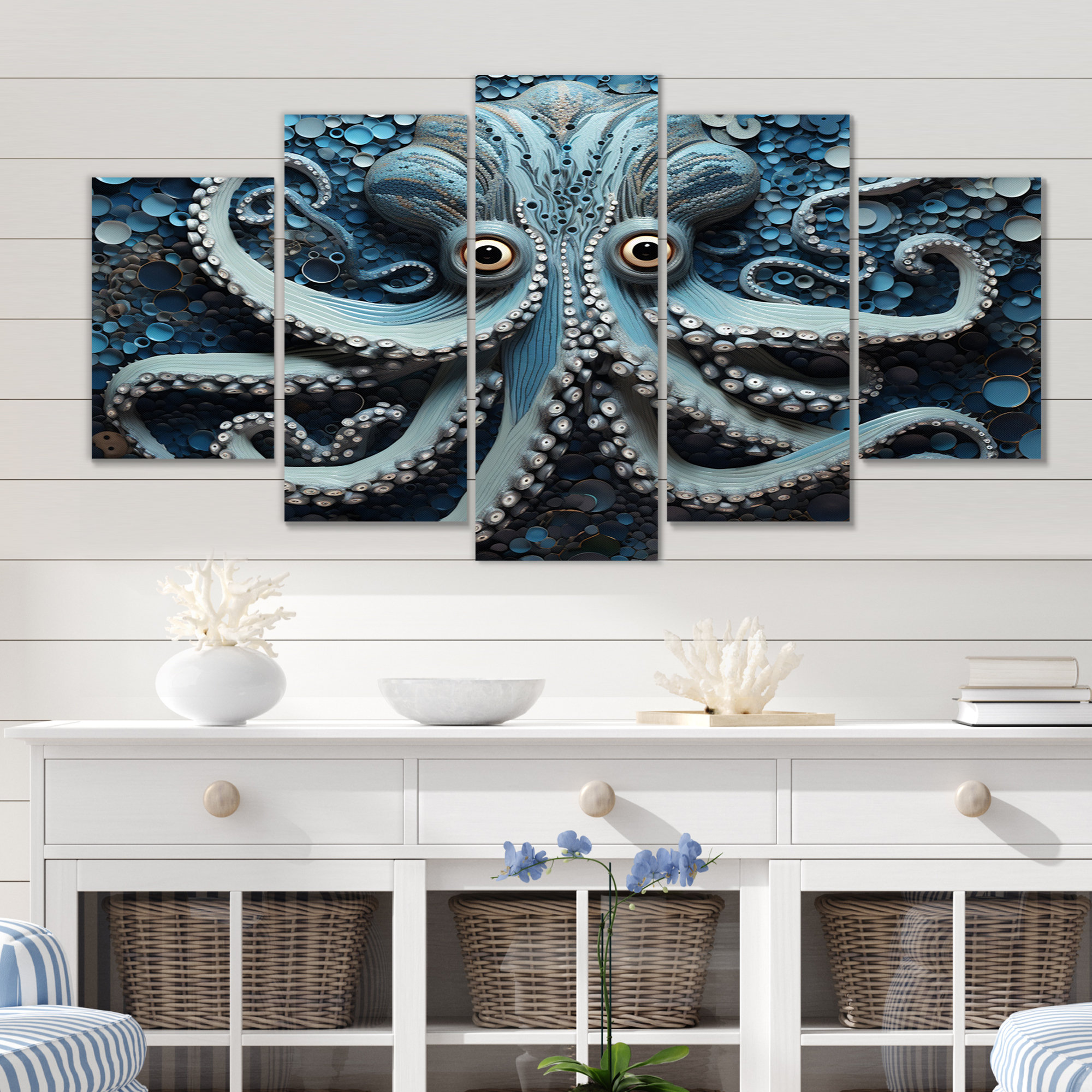 Beachcrest Home™ Portrait Of Blue Mystical Octopus Painting I - Animals ...