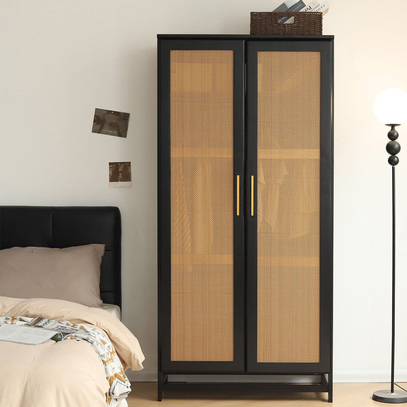 Bay Isle Home™ Albertha Solid Wood Wardrobe Rattan Doors & Reviews ...